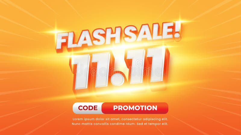 Flash Sale 11.11 Special Discount Promotional Design with Bright and ...