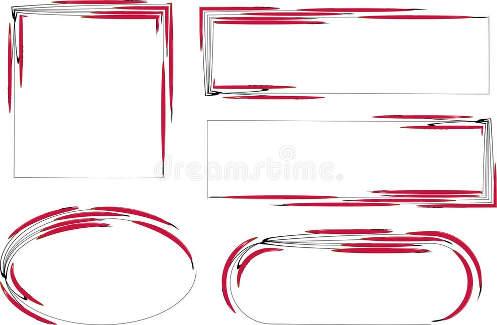 Red Colorful Pattern Original Design Red Black Frames Set Stock Vector ...