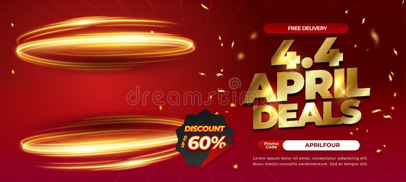 4.4 April Deals Shopping Sale with Shiny Golden Light and Elegant ...