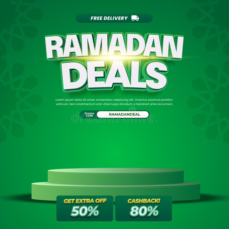 Ramadan Deals Promotional Square Banner with Free Delivery and Discount ...