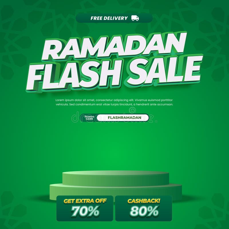 Ramadan Flash Sale Square Banner with Free Delivery and Promo Codes ...