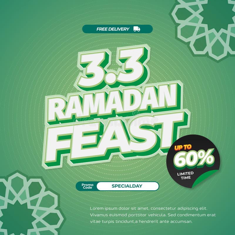 3.3 Ramadan Feast Special Promotion Square Banner Stock Vector ...