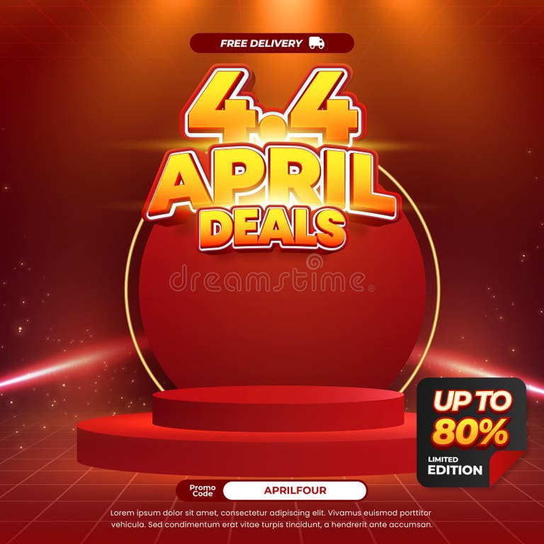 4.4 April Deals Sale Banner - Bold Typography Shopping Discount ...