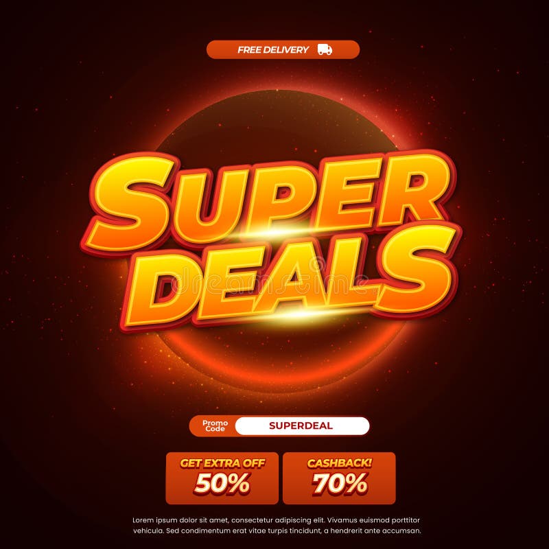 Super Deals Discount Banner with Golden Text and Cashback Offer Stock ...