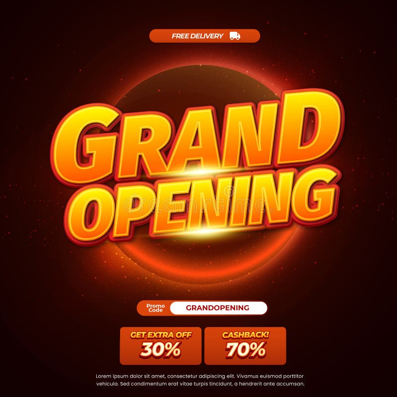 Grand Opening Sale Banner with Cashback Offer and Fiery Background ...