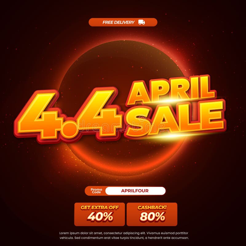 4.4 April Sale Limited Time Discount Promotion Banner for Online Store ...