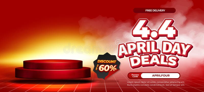 4.4 April Day Deals E-Commerce Sale Banner Horizontal Sale Banner Stock ...