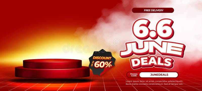 6.6 June Deals Summer Sale Promotion Horizontal Sale Banner Stock ...