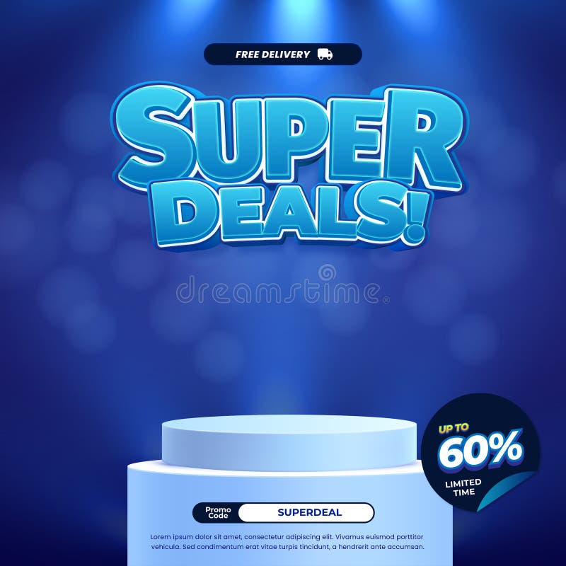 Super Deals Promotional Banner with Blue Glowing Effects for Limited ...