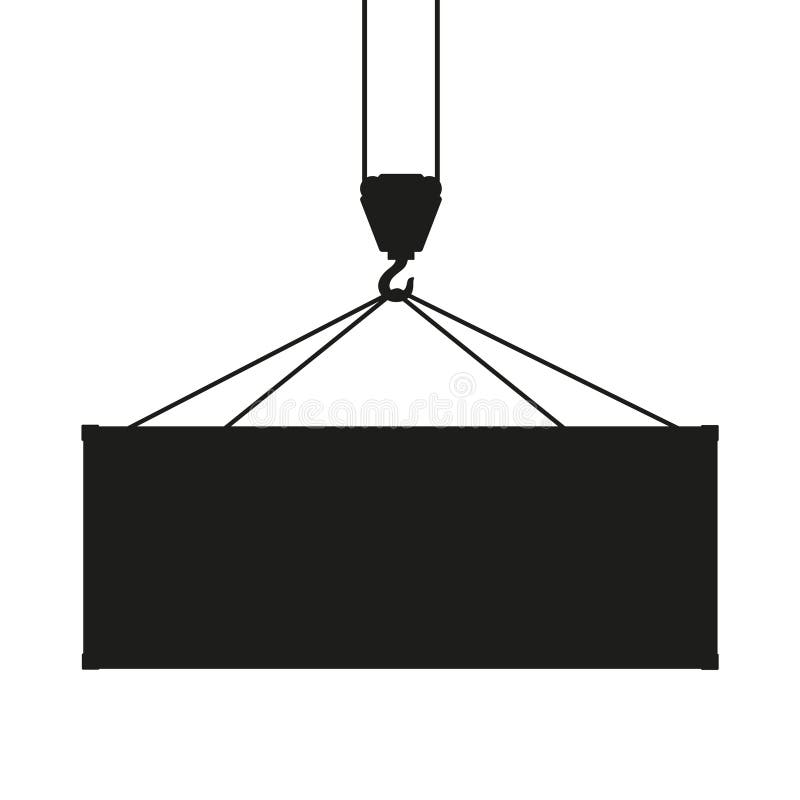 Sea Container Hanging on a Crane Hook Isolated on White Stock Vector ...
