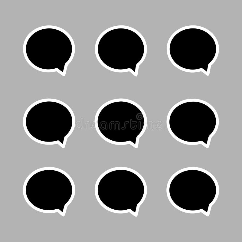 Black and White Speech Bubbles. Black Silhouette Speech Bubble Stickers ...