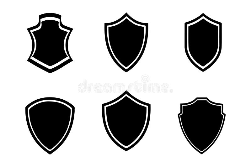 A Set of Unique Shield Vector Silhouette Illustration. Stock Vector ...