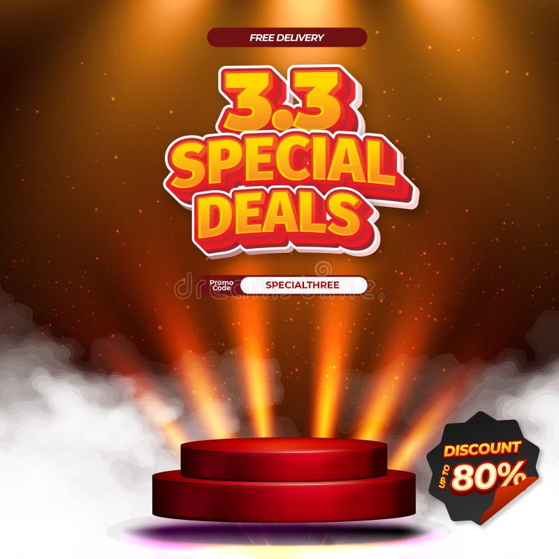 3.3 Special Deals E-Commerce Sale Banner with Bold Typography and Fiery ...