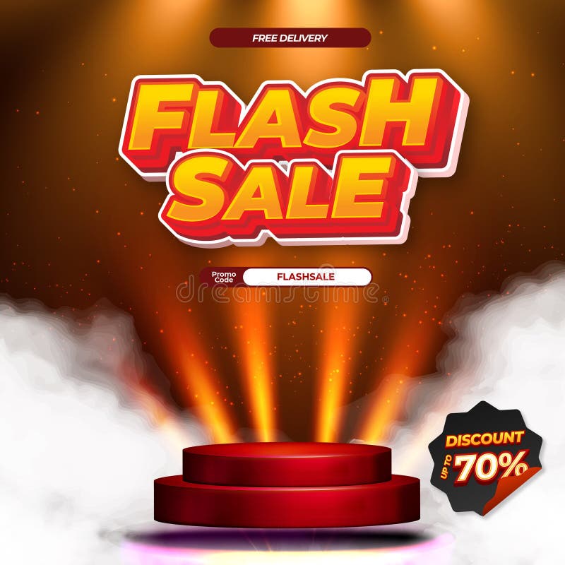 Flash Sale Promotional Banner with Bold Typography and Fiery Background ...
