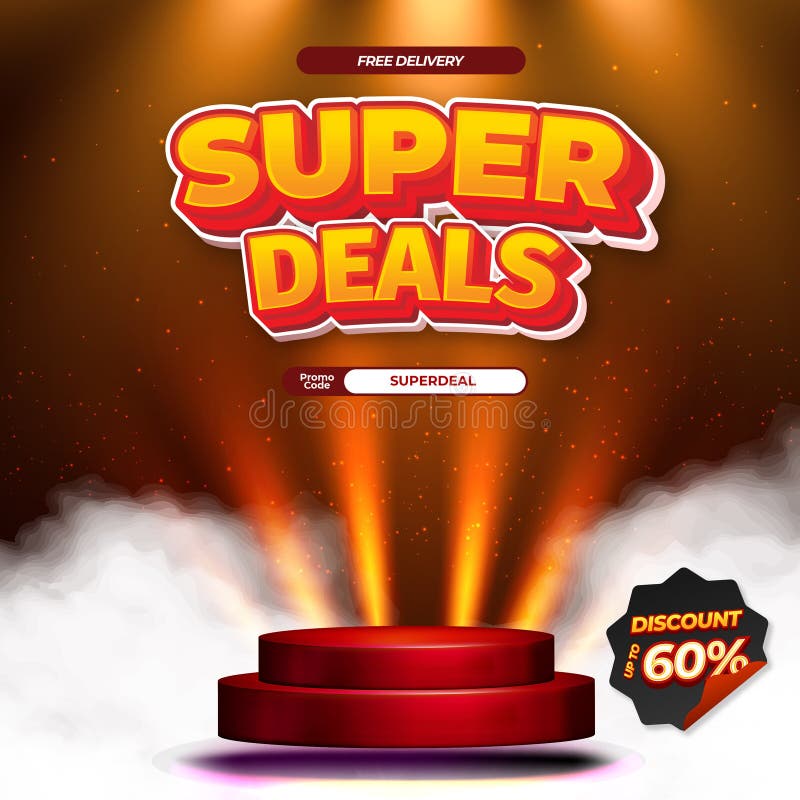 Super Deals Promotional Banner with Eye-Catching Typography and Fiery ...