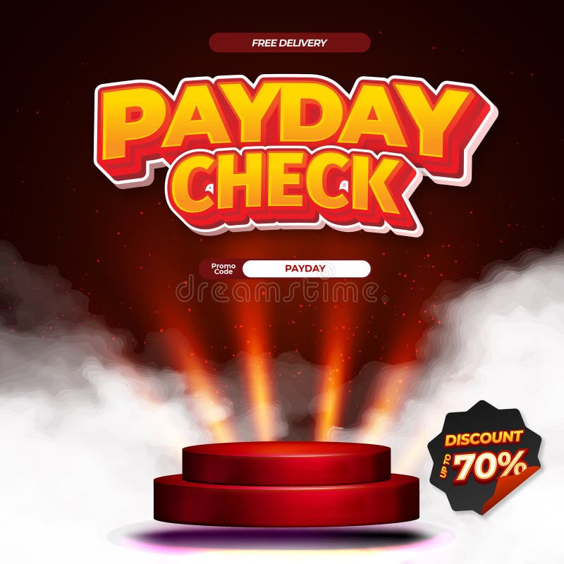 Payday Check Promotional Banner with Bold Typography and Fiery ...