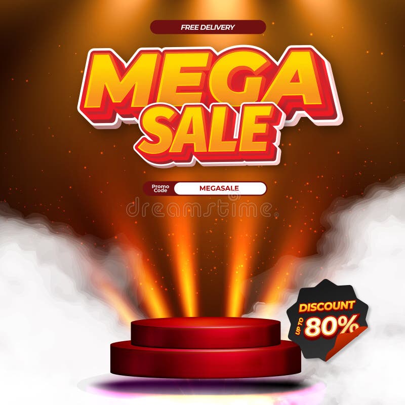 Mega Sale Promotional Banner with Bold Text, Fiery Background, and ...