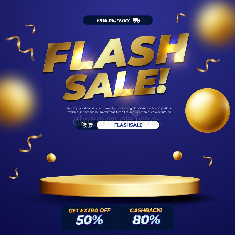 Flash Sale Advertisement with Golden Typography and Festive Design ...