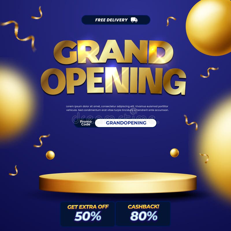 Grand Opening Sale Promotional Banner with Elegant Golden Design Stock ...