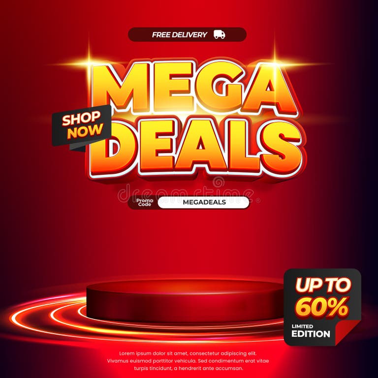 Mega Deals Shopping Banner with Limited Time Discount Offer for Online ...