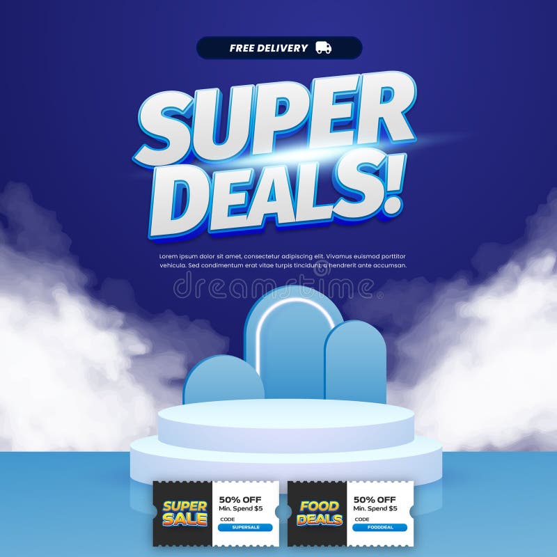 Super Deals Sale Event Digital Banner Design with Coupons and Discounts ...