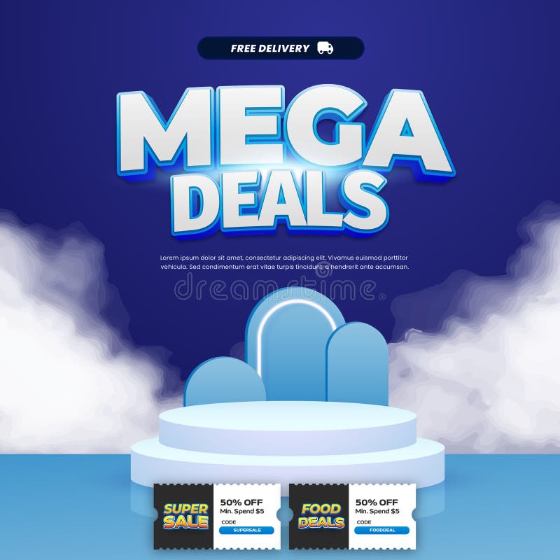 Mega Deals Shopping Banner with a Futuristic Digital Sale Promotion ...