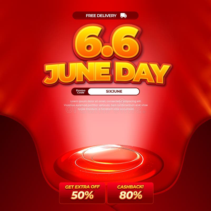 6.6 June Day Deals - Limited Time Shopping Promotion Stock Vector ...