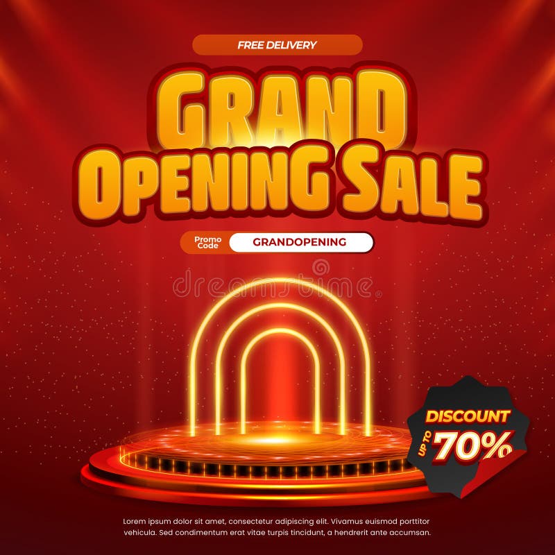 Grand Opening Sale Promotional Banner with Bold Typography and Neon ...