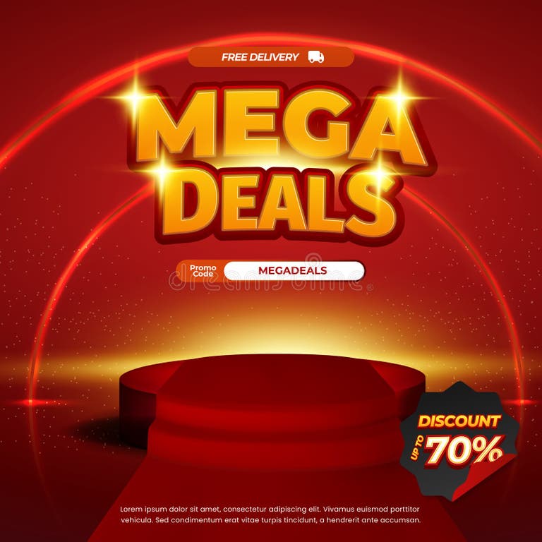 Mega Deals Sale Promotion Banner for Online Shopping Discounts Stock ...