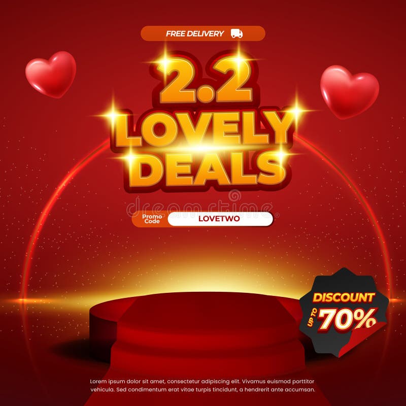 2.2 Lovely Deals Promotional Banner with Discount Offer and Heart ...
