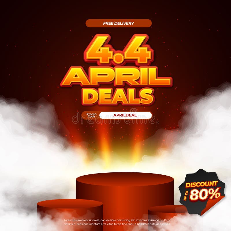 4.4 April Deals Shopping Sale Banner with Neon Effects and Promotional ...