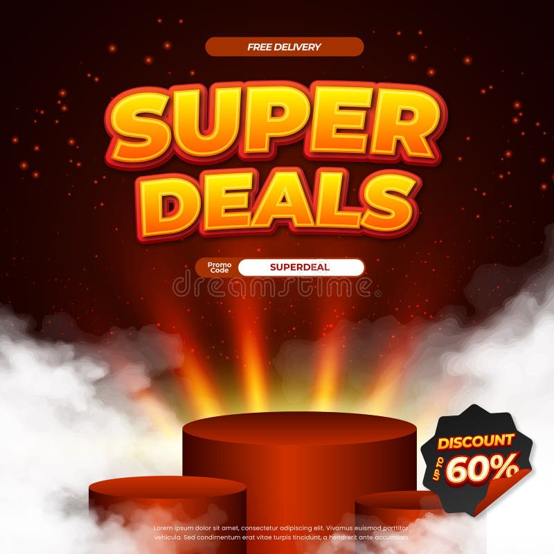 Super Deals Digital Banner with 60 Discount for Online Shopping Stock ...