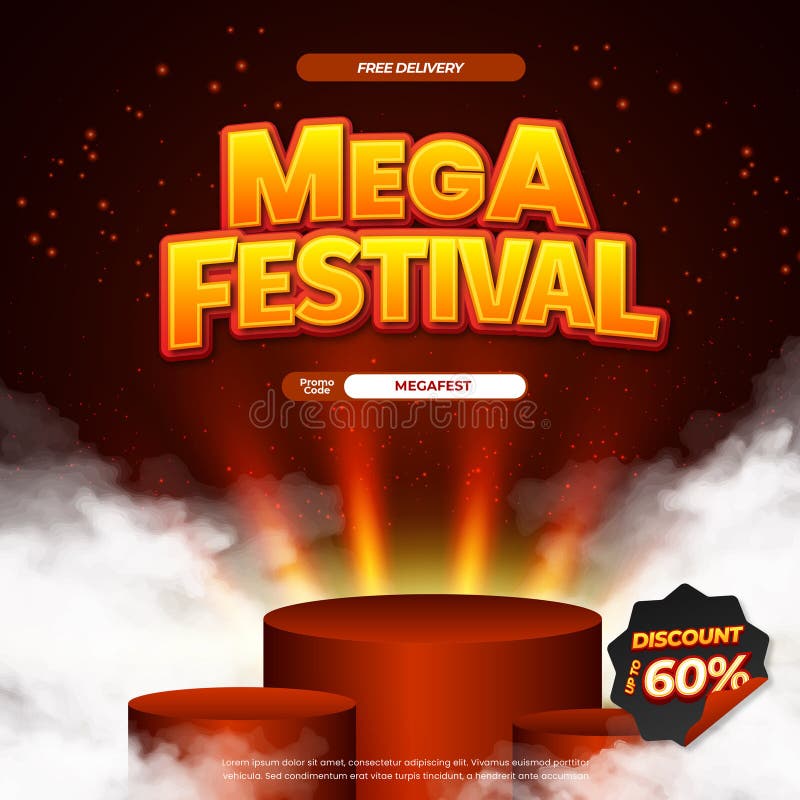 Mega Festival Discount Promo Banner with 60 Off for Sales Campaign ...