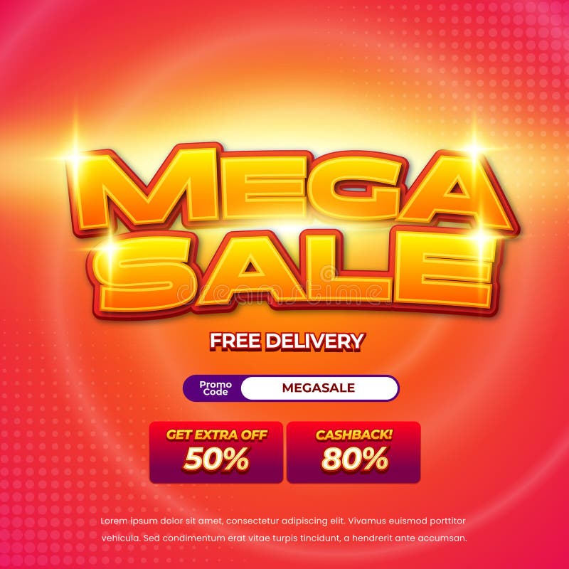 Mega Sale Shopping Promotion Banner Stock Vector - Illustration of ...