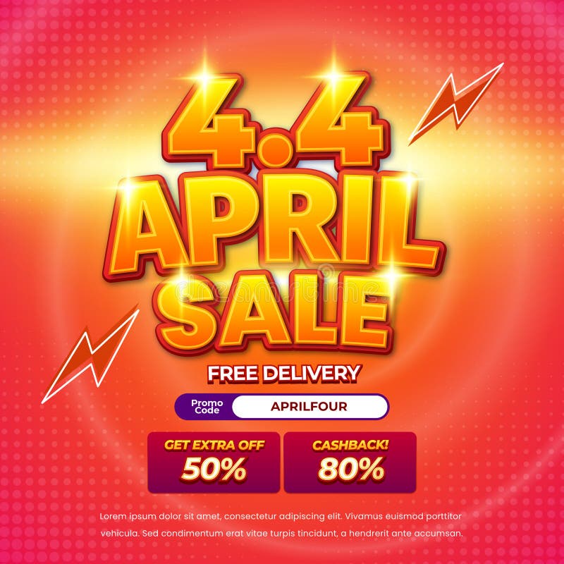 4.4 April Sale Banner with Flash Discounts, Free Delivery, and Seasonal ...