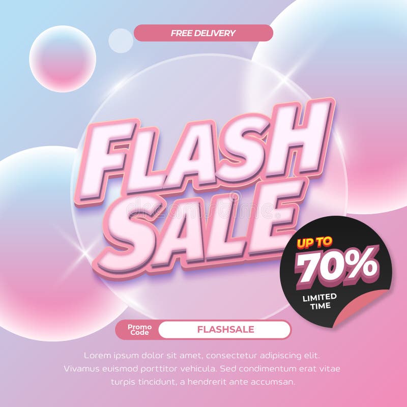 Flash Sale Pastel Themed Digital Banner with Floating Typography and ...