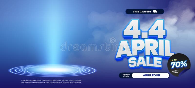 4.4 April Sale E-Commerce Promotion Banner with Bold Blue Theme and ...