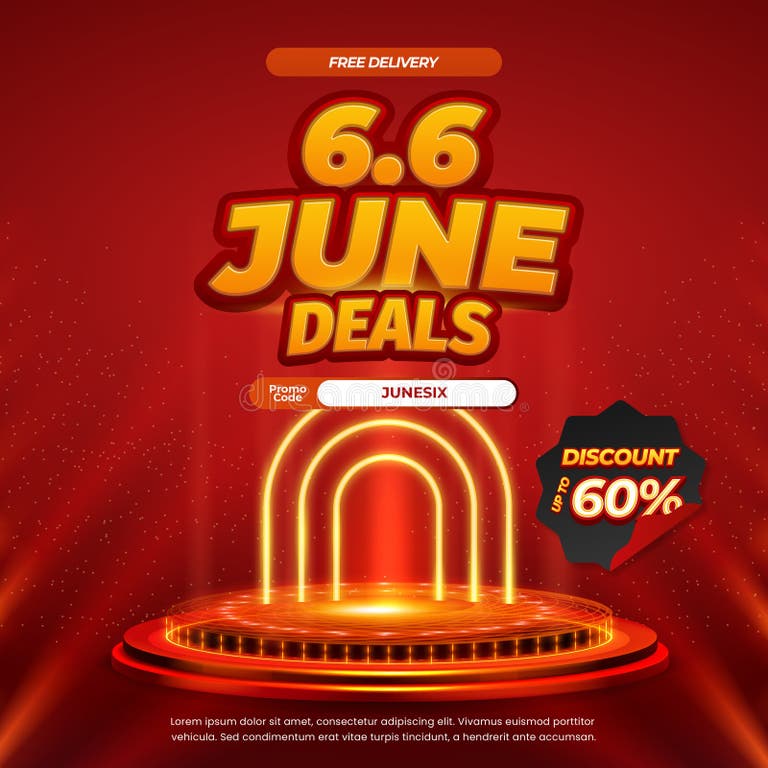 6.6 June Deals – Mega Shopping Sale Promotion with Neon Lights Stock ...