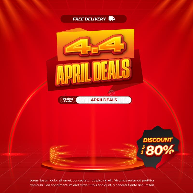 4.4 April Deals Promotional Banner with Neon Glow and Dynamic Sale ...