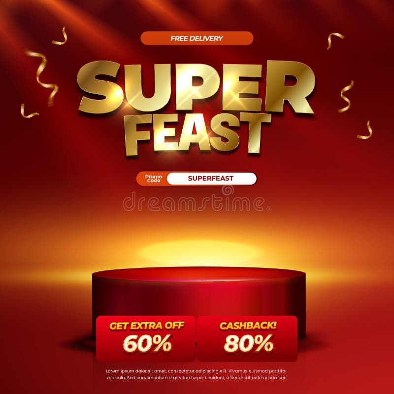 Super Feast Sale - Elegant Gold Text on a Dramatic Red Background for ...
