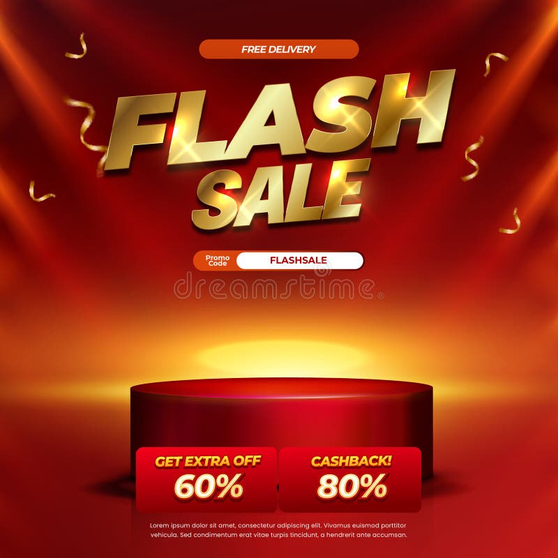 Flash Sale - Premium Gold Typography with a Bold Red Background for ...