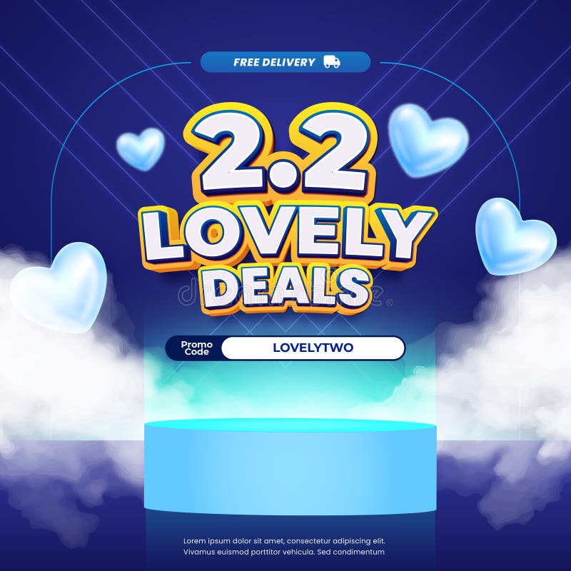 2.2 Lovely Deals Sale Promotion Banner with Heart Elements and Discounts Stock Vector ...