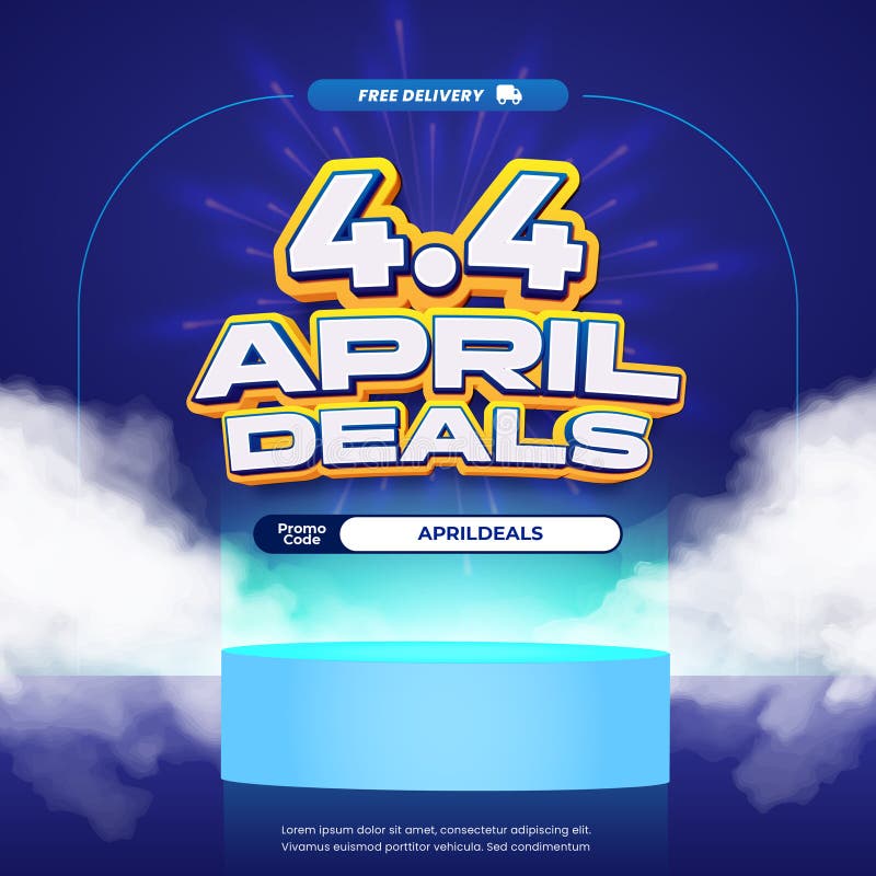 4.4 April Deals Sales Promotion Banner with Futuristic Digital Elements ...
