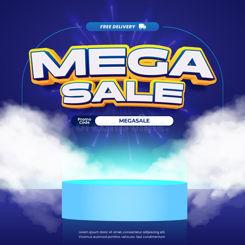 Mega Sale Shopping Banner with a Futuristic Digital Sale Promotion ...
