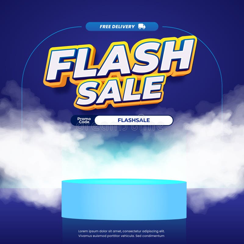 Flash Sale Digital Banner with Showcase Podium Cloudy Blue Stock Vector ...