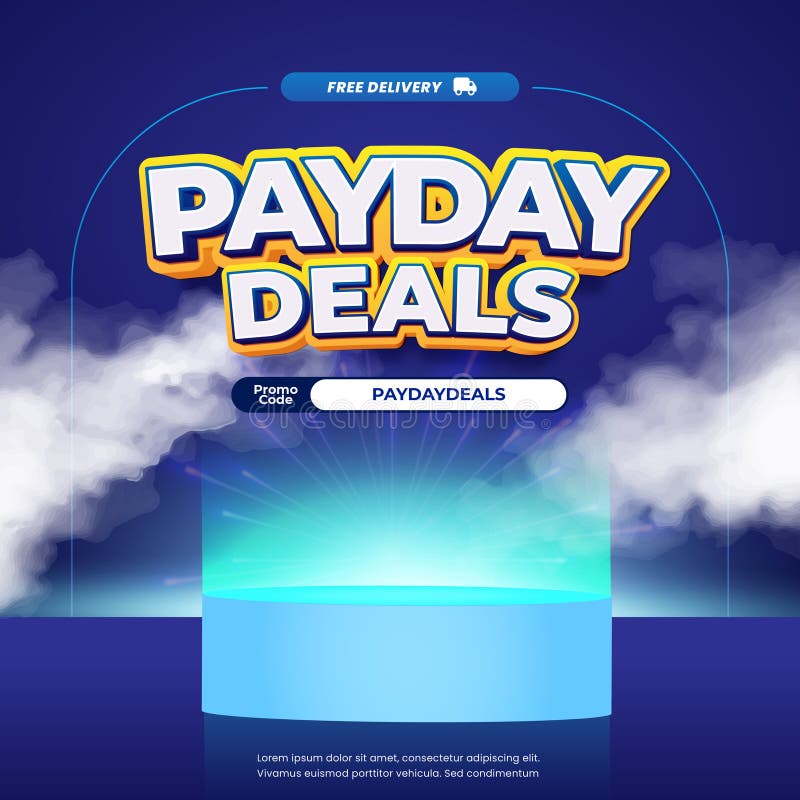 Payday Check Sale Promotion Digital Banner with Showcase Podium and ...