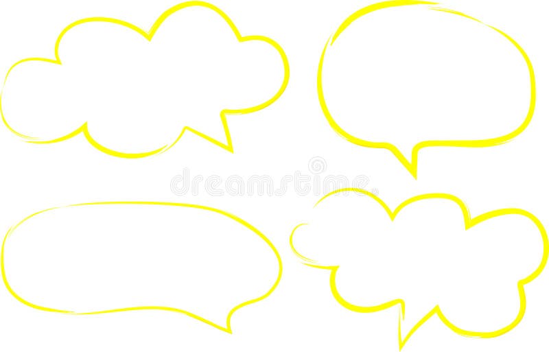 Yellow Comic Decorative Dialogue Clouds Set Vector Stock Vector ...