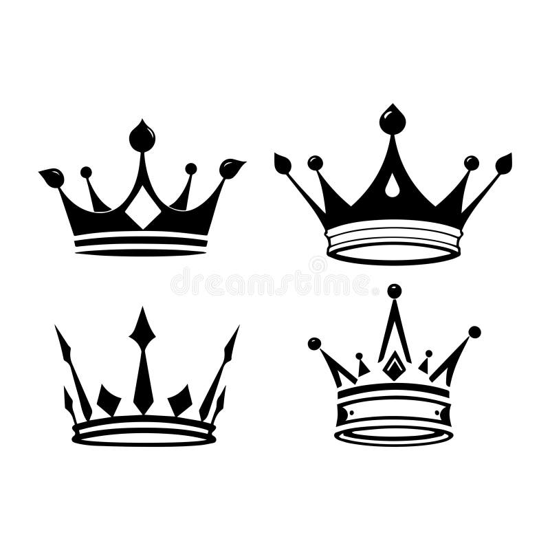 A Set of Bold Crown Silhouette Vector Illustration Stock Vector ...