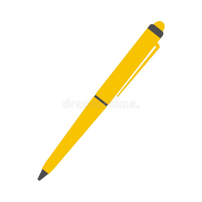 Ballpoint Yellow Pen. Isolated on a White Background Stock Vector ...