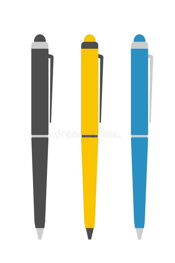 Ballpoint Yellow Pen. Isolated on a White Background Stock Vector ...